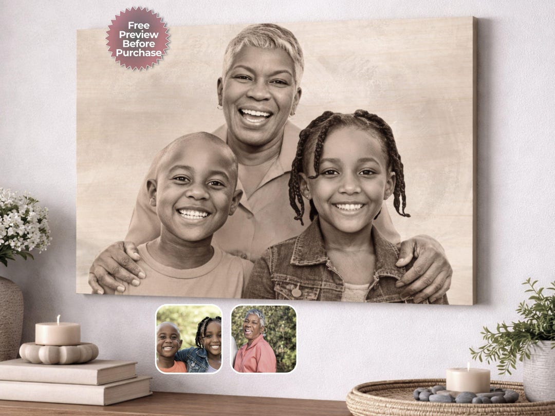 A Timeless Memorial Family Portrait From Multiple Photos Printed on ...