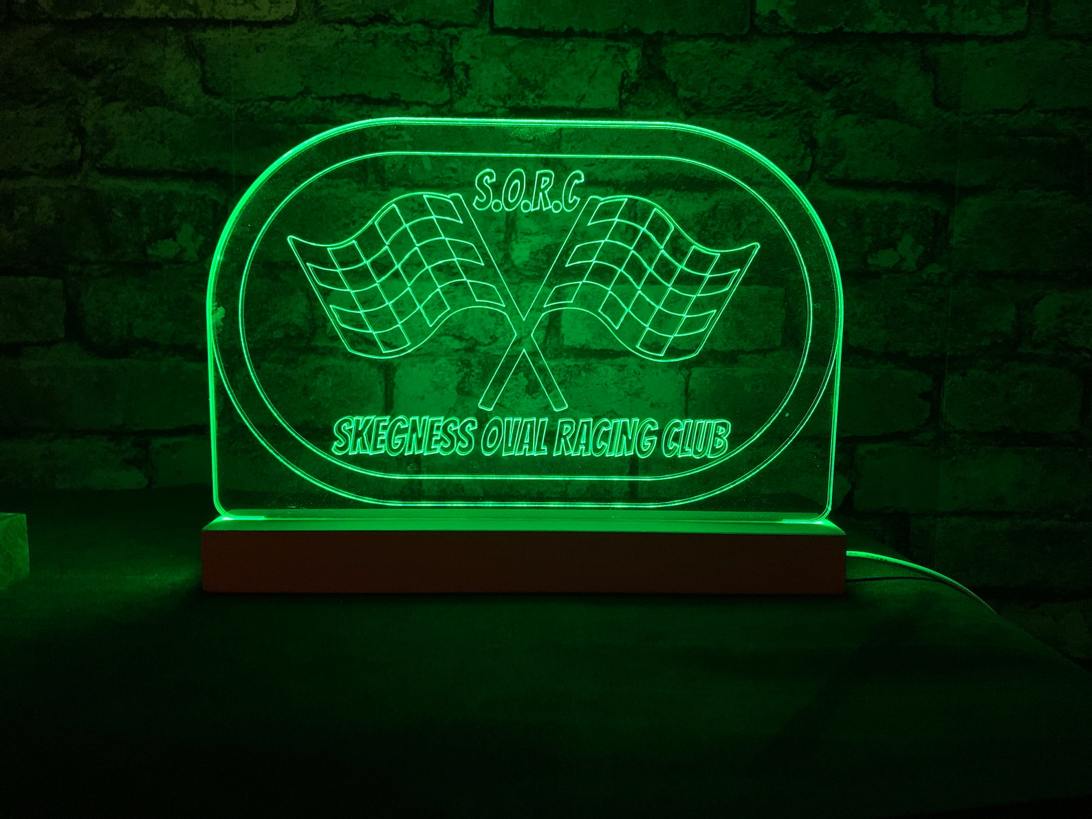 Personalised Company Logo LED Display Light With Wooden Base - Etsy UK