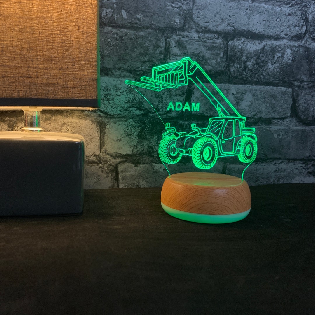 Personalised Forklift Loader LED Night Light, Farm Gift, Farming Gift ...