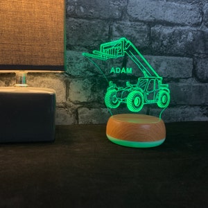 Personalised Forklift Loader Digger Night Light, LED Lamp, Farming ...