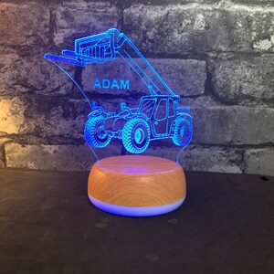 Personalised Forklift Loader Digger Night Light, LED Lamp, Farming ...