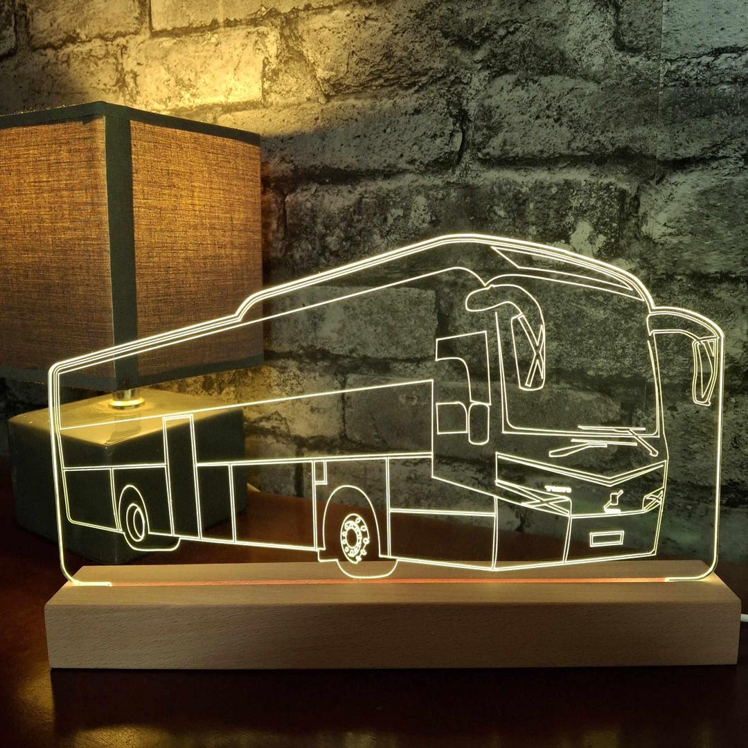 Personalised Bus LED Light, Custom Engraved Night Light, Bus Driver ...