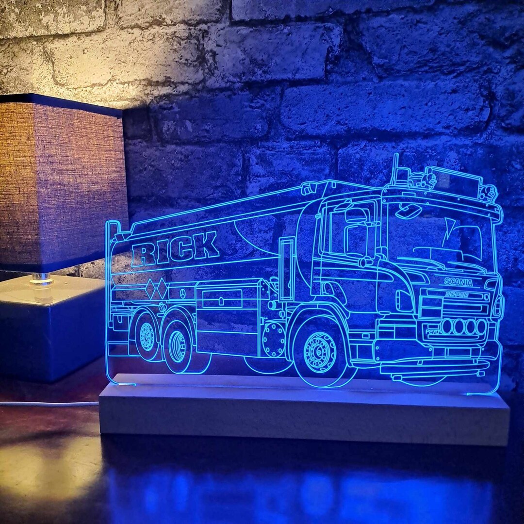 Personalised Lorry With LPG Tanker Trailer LED Lamp, Scan Lorry With ...