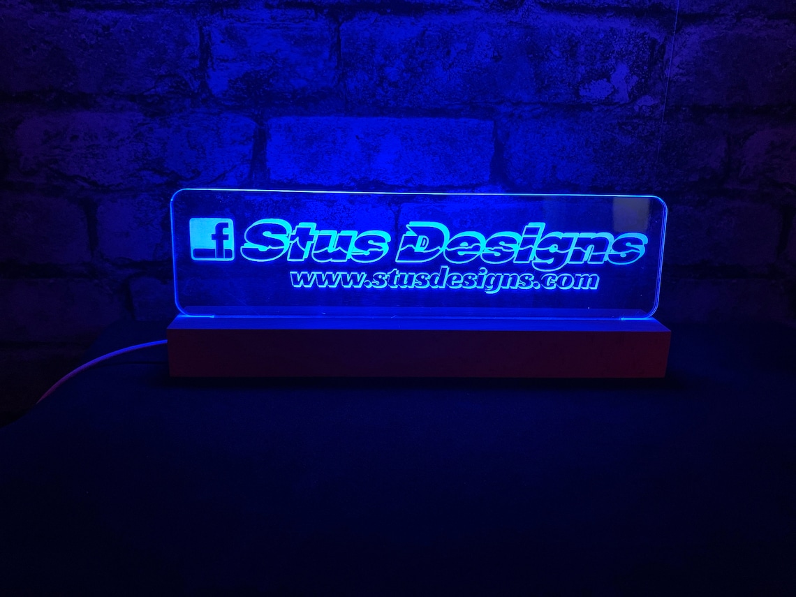 Personalised Company Logo LED Display Light With Wooden Base | Etsy UK