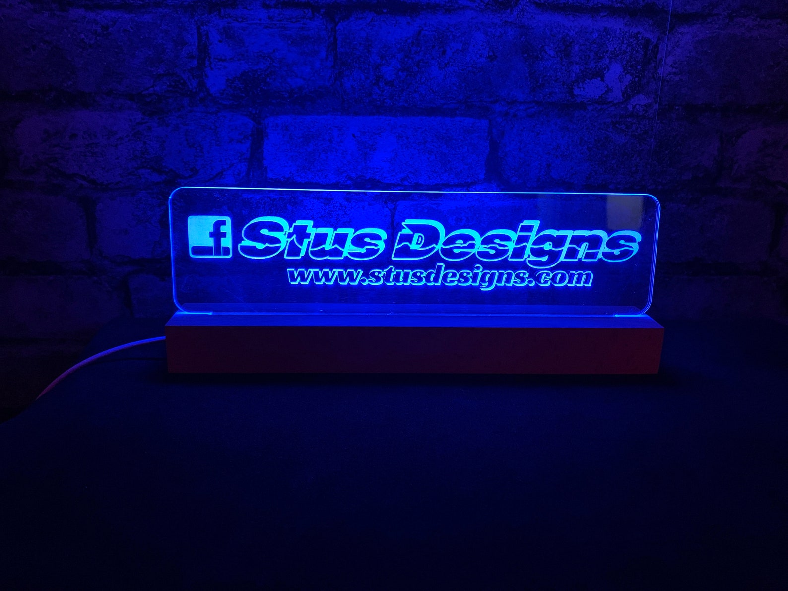 Personalised Company Logo LED Display Light With Wooden Base - Etsy UK