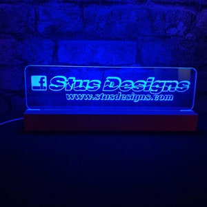 Personalised Company Logo LED Display Light With Wooden Base - 7 LED ...