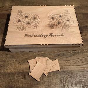 Embroidery Thread Box, Personalised Embroidery Craft Box, Embroidery ...