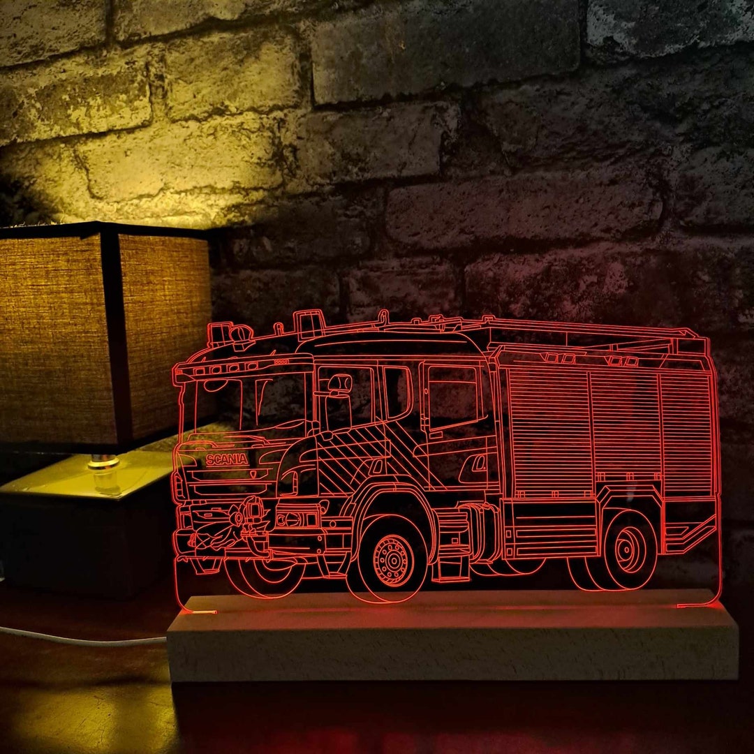 Fire Engine LED Night Light, Fire Truck Gift, Fireman Gift, Fire Truck ...