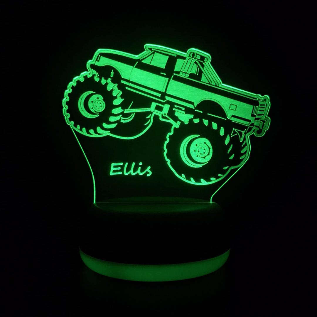 Personalised Monster Truck LED Lamp, Truck Night Light, Monster Truck ...