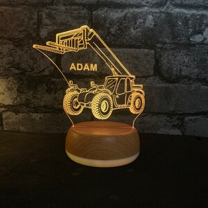 Personalised Forklift Loader Digger Night Light, LED Lamp, Farming ...