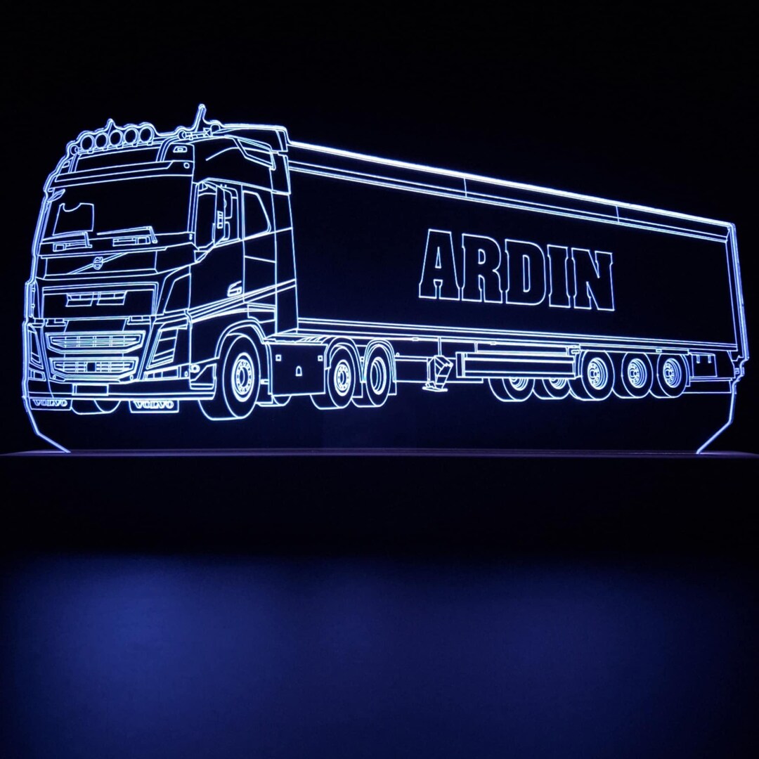 Personalised Lorry With Trailer LED Night Light, Lorry Gift, Trucker ...
