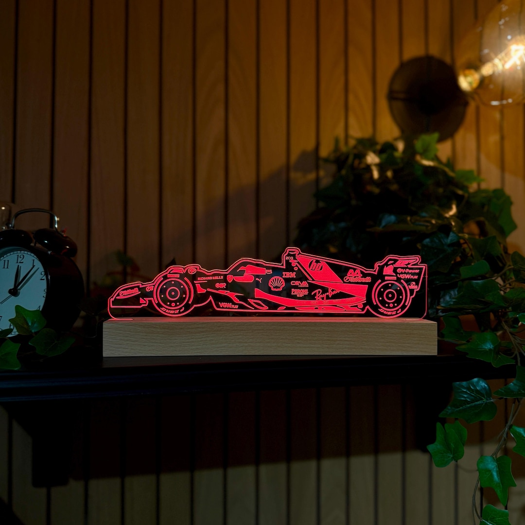 F1 Ferrari Lewis Hamilton LED Lamp, F1 Gift - Personalised F1 Merch for ...