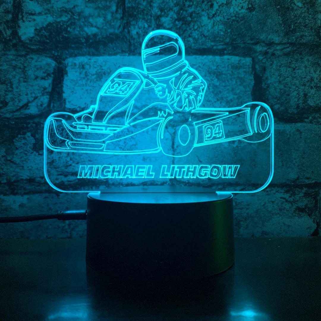 Go Kart Light, Personalised Night Light, LED Light, Gift, Birthday ...