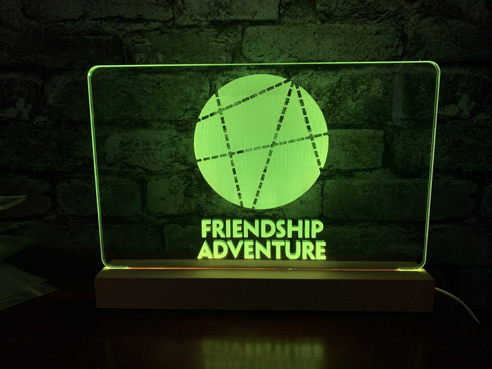 Personalised Company Logo LED Display Light With Wooden Base - Etsy UK