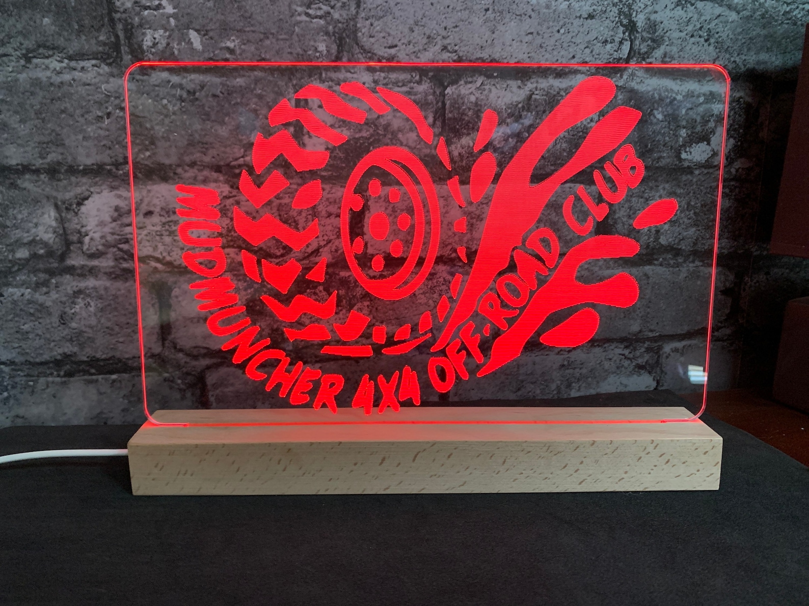 Personalised Company Logo LED Display Light With Wooden Base - 7 LED ...