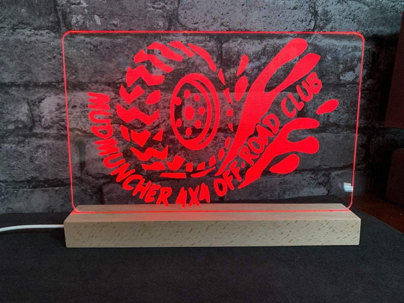 Personalised Company Logo LED Display Light With Wooden Base - Etsy