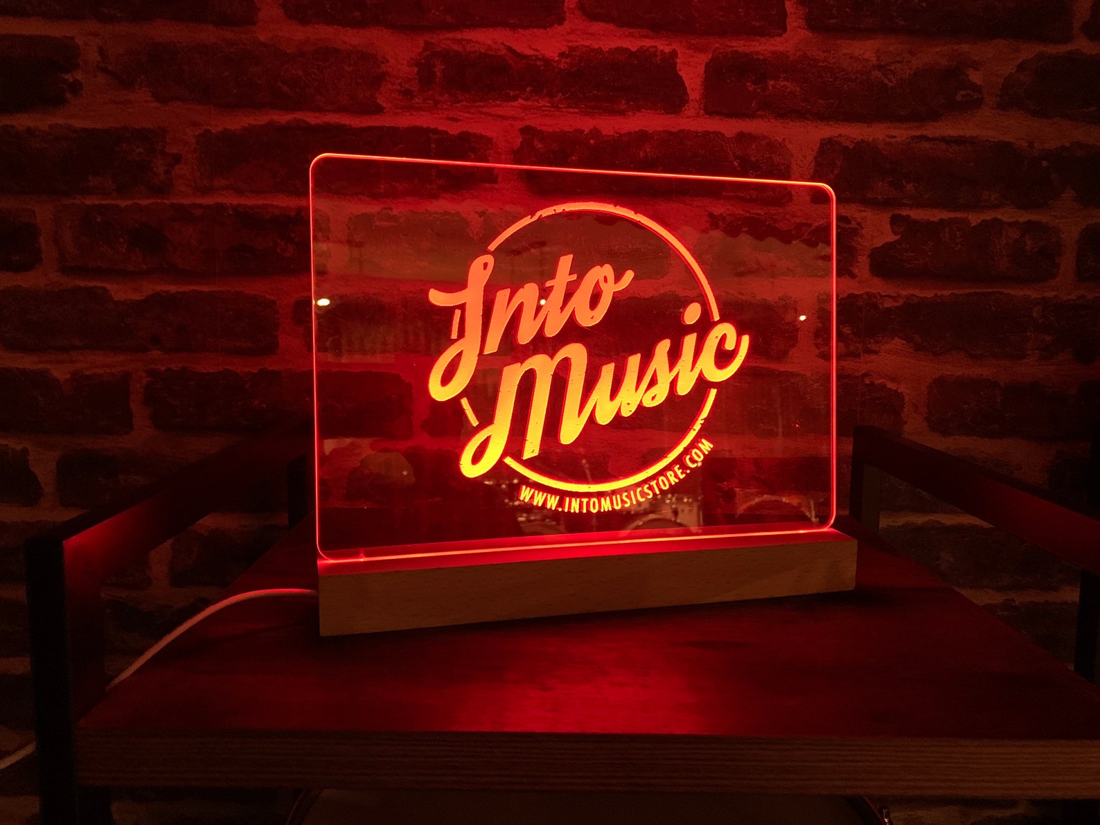 Personalised Company Logo LED Display Light With Wooden Base - Etsy