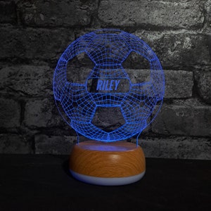 Personalised Football Night Light, LED Night Lamp, Night Light, Lamp ...