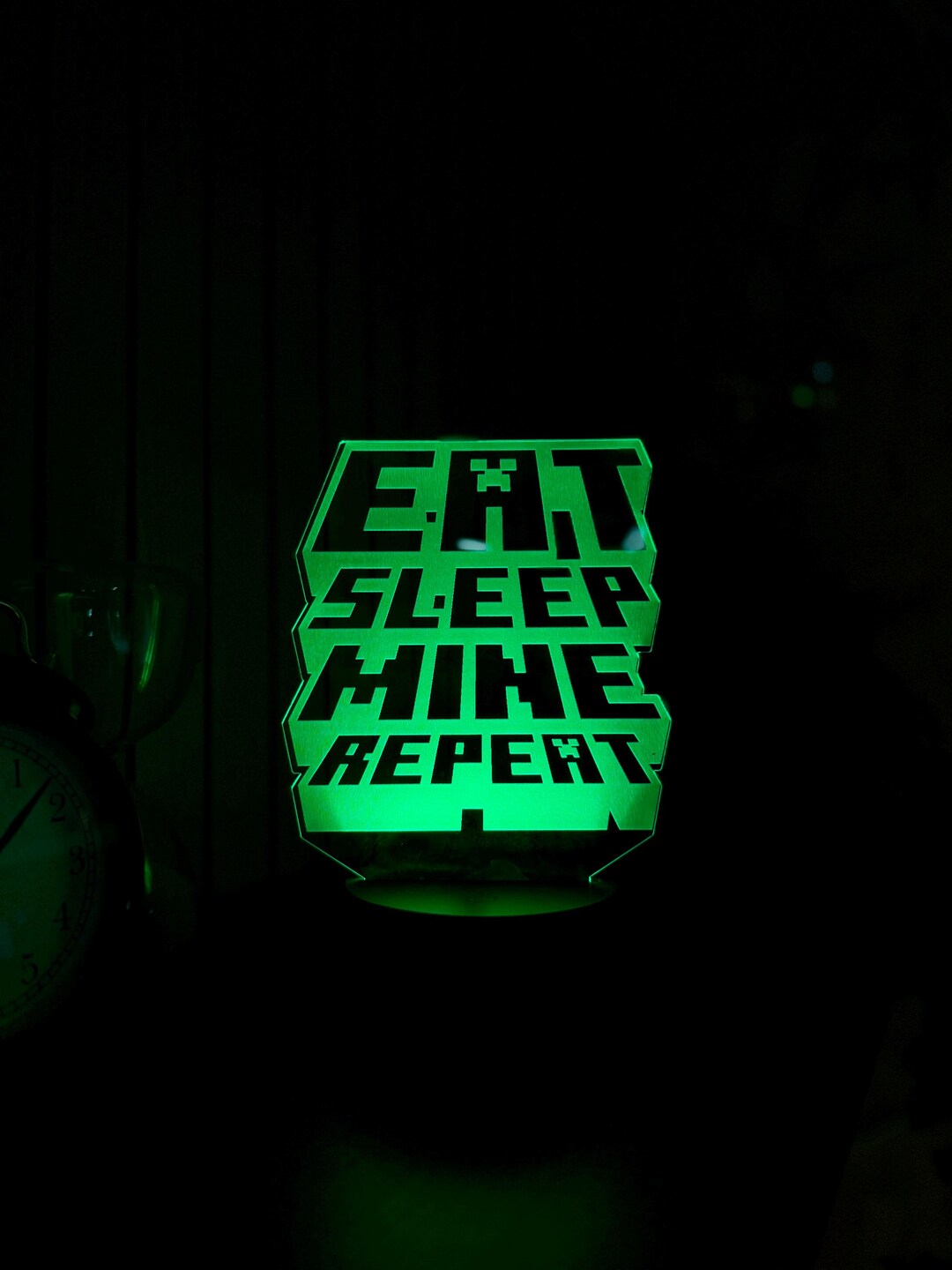 Personalised Eat Sleep Mine Repeat LED Night Light, Minecraft Gift ...