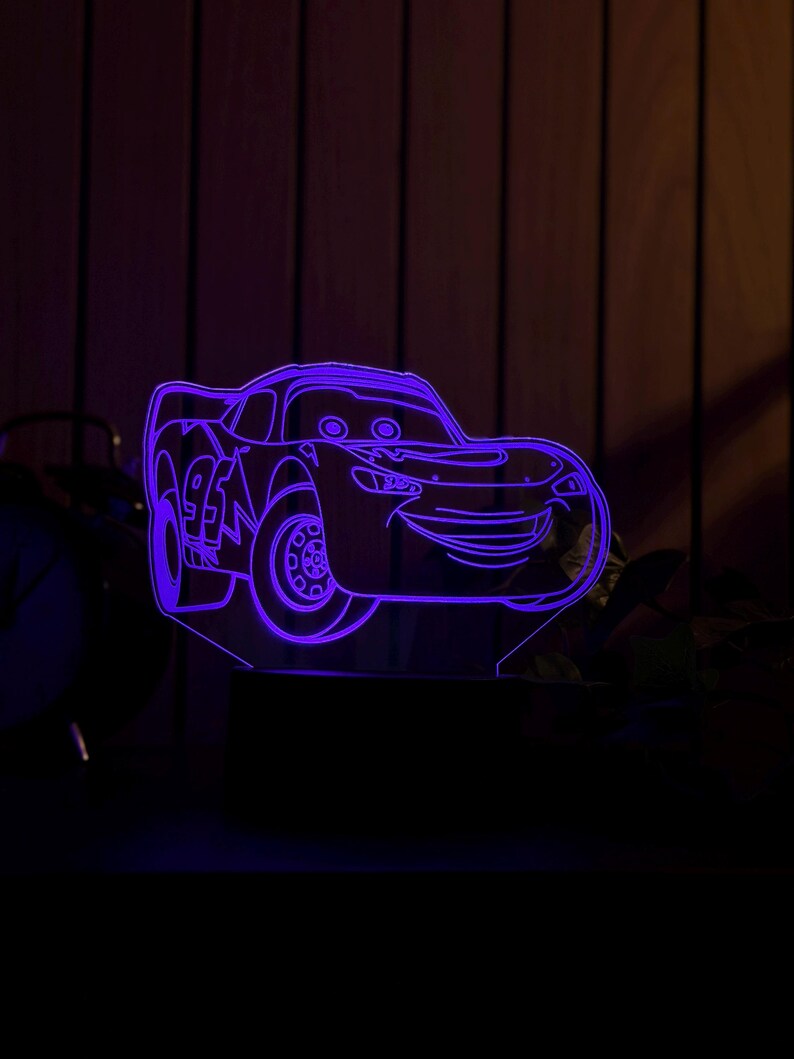 Lightning Mcqueen Cars #95 LED Lamp With Remote Control - Personalised ...