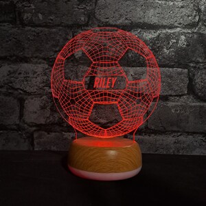 Personalised Football Night Light, LED Night Lamp, Night Light, Lamp ...