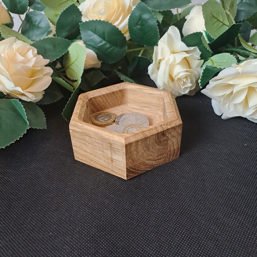 Small Solid Oak Wood Catch All Tray, Coin Holder, Key Tray, Candle ...