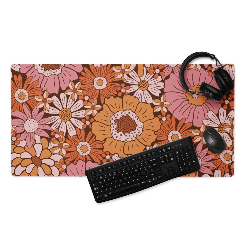 Hippie Desk Mat Retro 60s Desk Mat Flower Power Gaming - Etsy