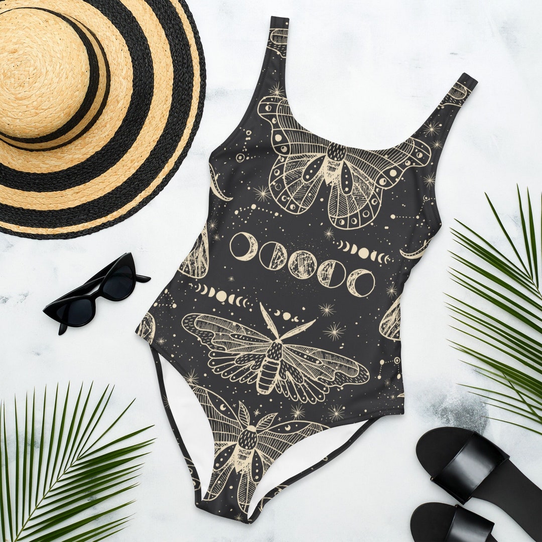 Celestial One Piece Swimsuit Moth Swimsuit Luna Moth Swimwear Witchy