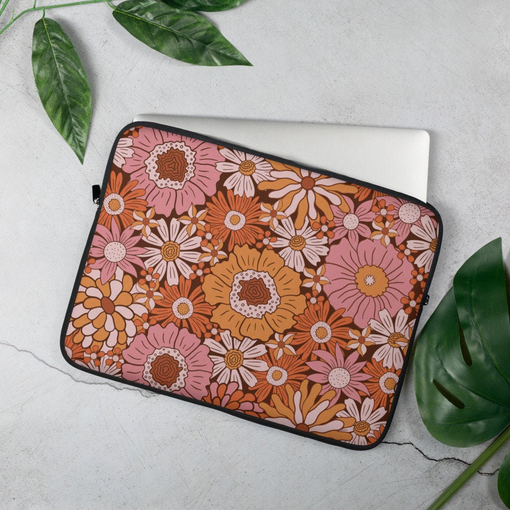 Hippie Boho Laptop Case, Retro 60s 70s Laptop Sleeve, Flower Power ...
