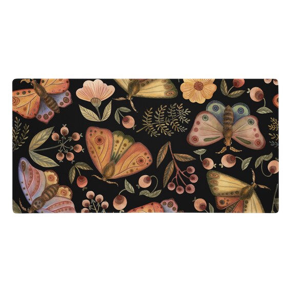 Moth Desk Mat Gaming Mouse Pad Mystical Moths Cottagecore - Etsy