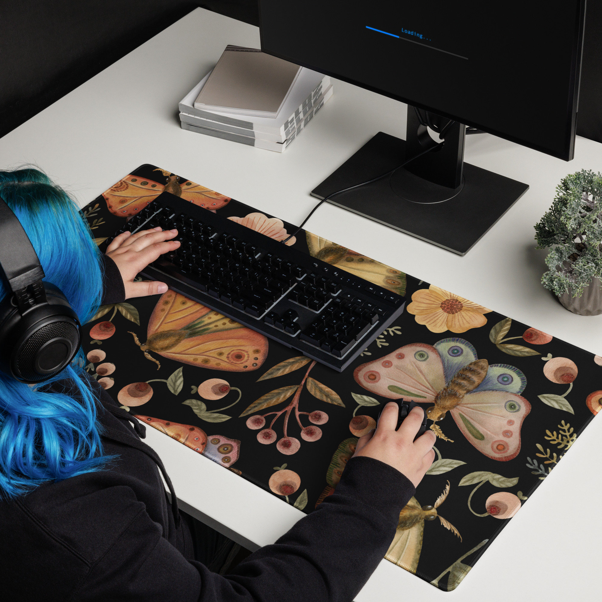 Moth Desk Mat, Gaming Mouse Pad, Mystical Moths, Cottagecore Desk Mat ...