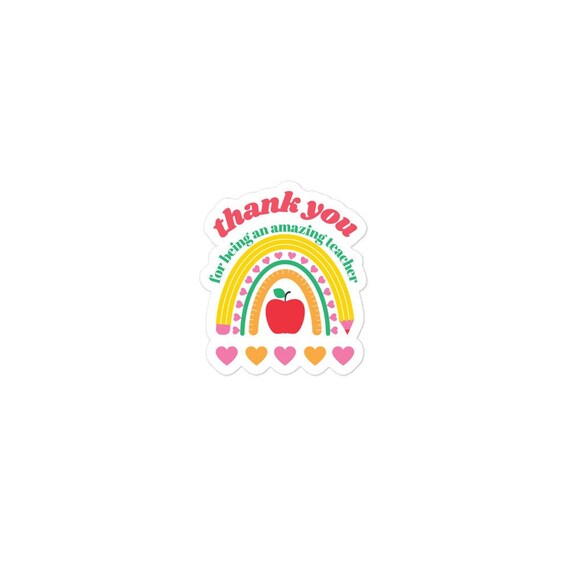 Thank You Teacher Sticker Rainbow Teacher Sticker Laptop - Etsy