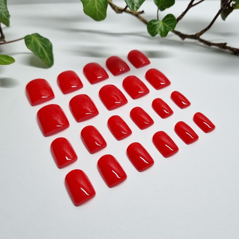 Cherry Red Nail Press On - Etsy UK