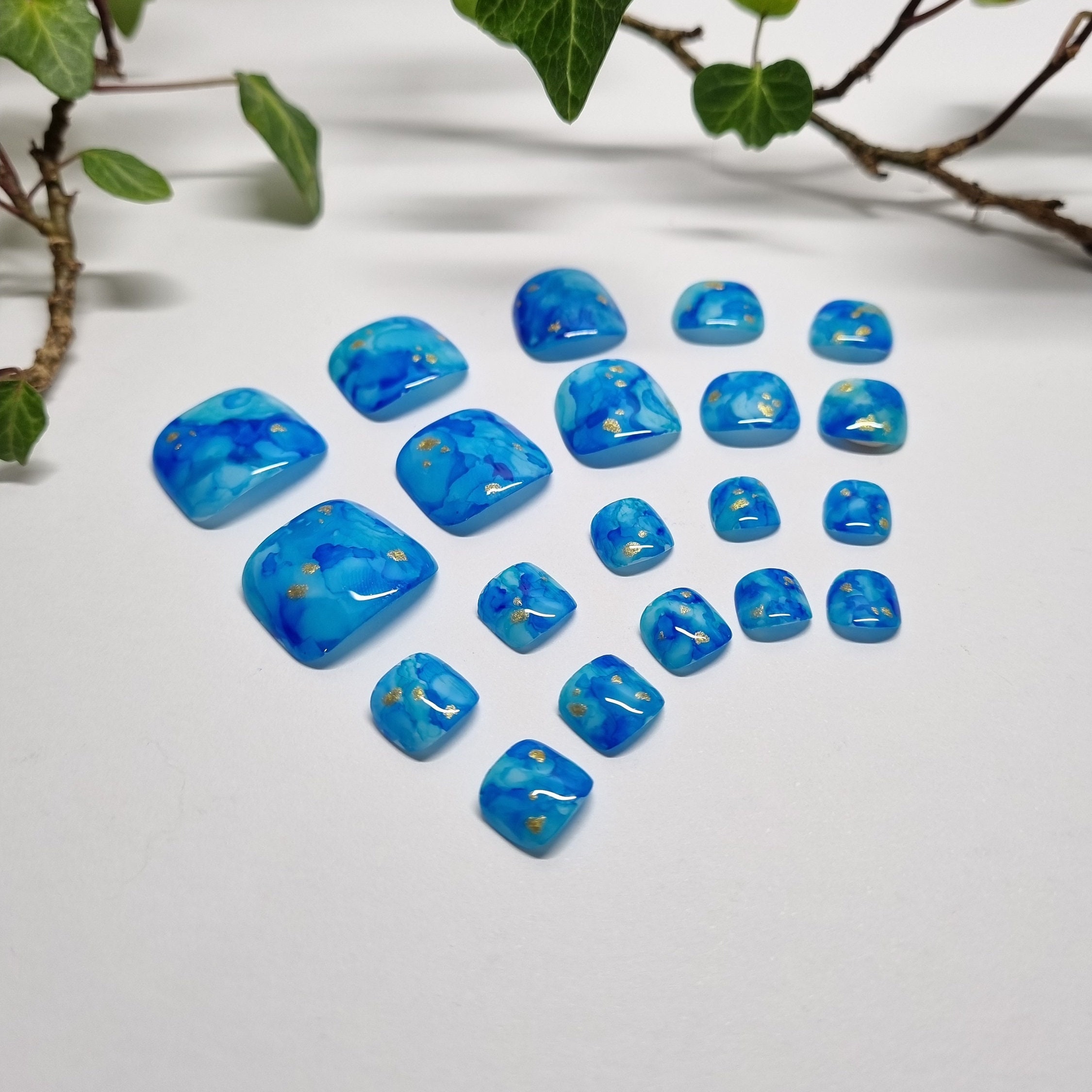 Ocean Marble Press on Toenails - Full Set 0f 20 - Etsy