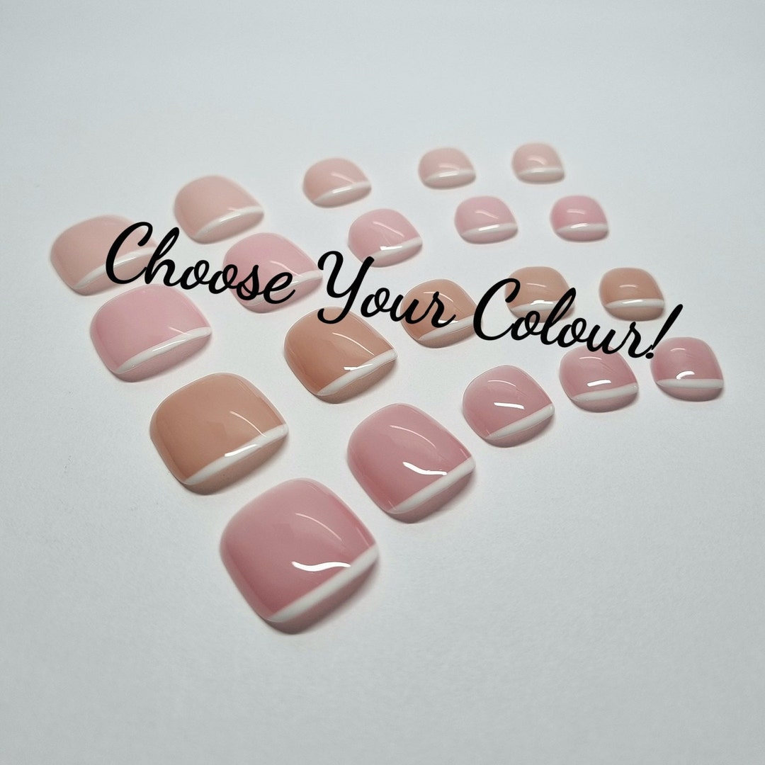 French Sheer Press on Toenails: Custom Color, Full Set of 20 - Etsy UK