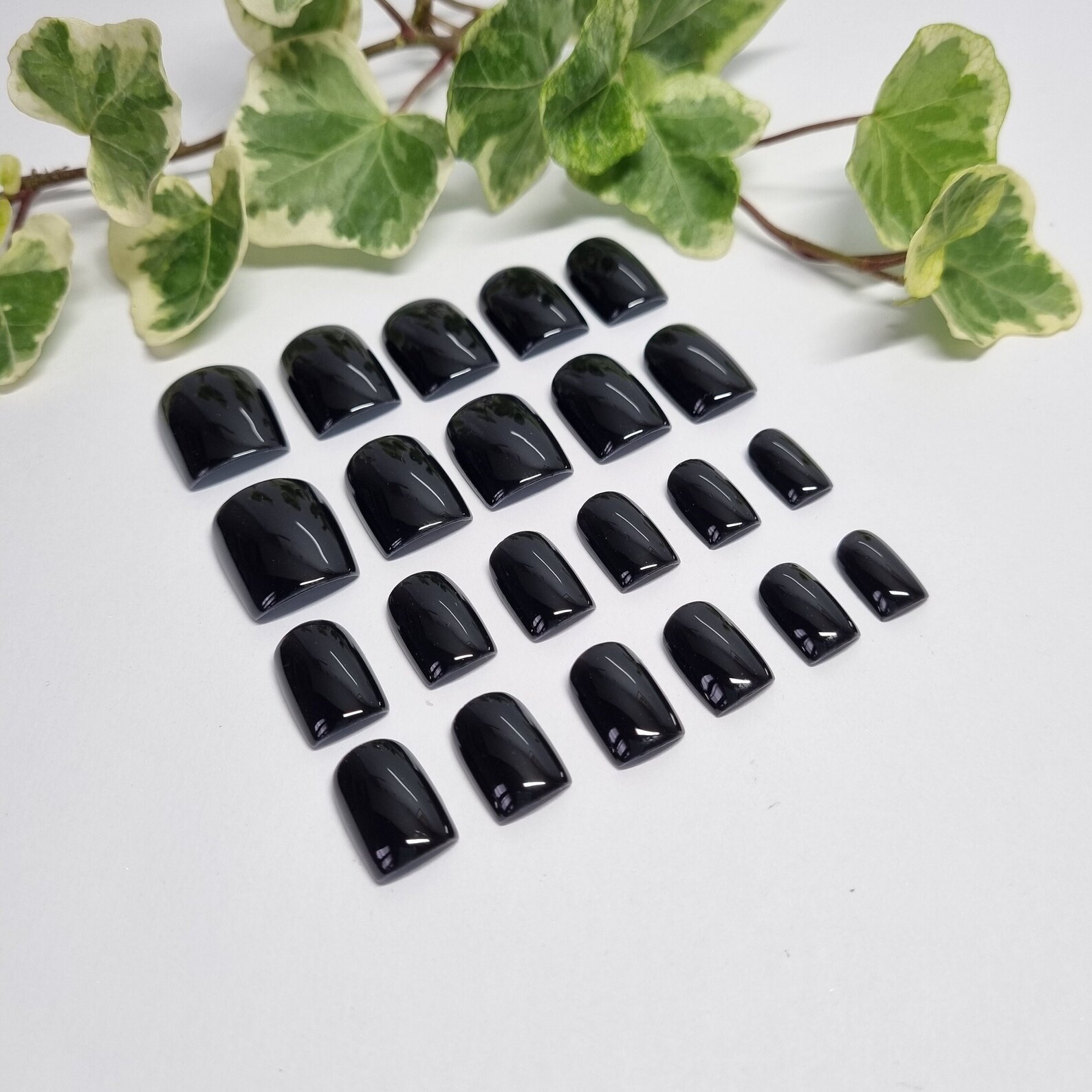 Jet Black Press on Nails, Full Set of 22 - Etsy