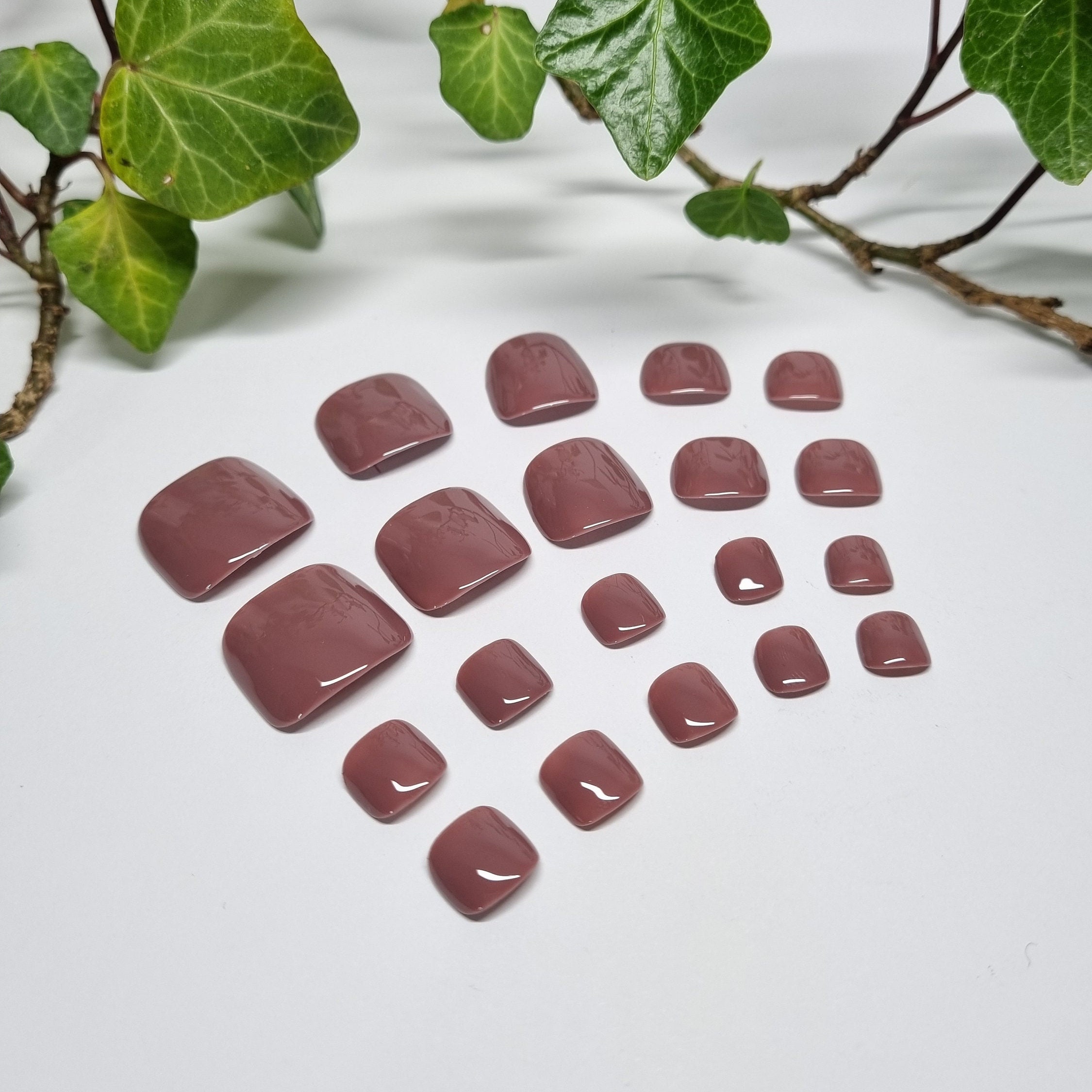 Pink Chocolate Press on Toenails - Full Set, No Need to Measure - Etsy