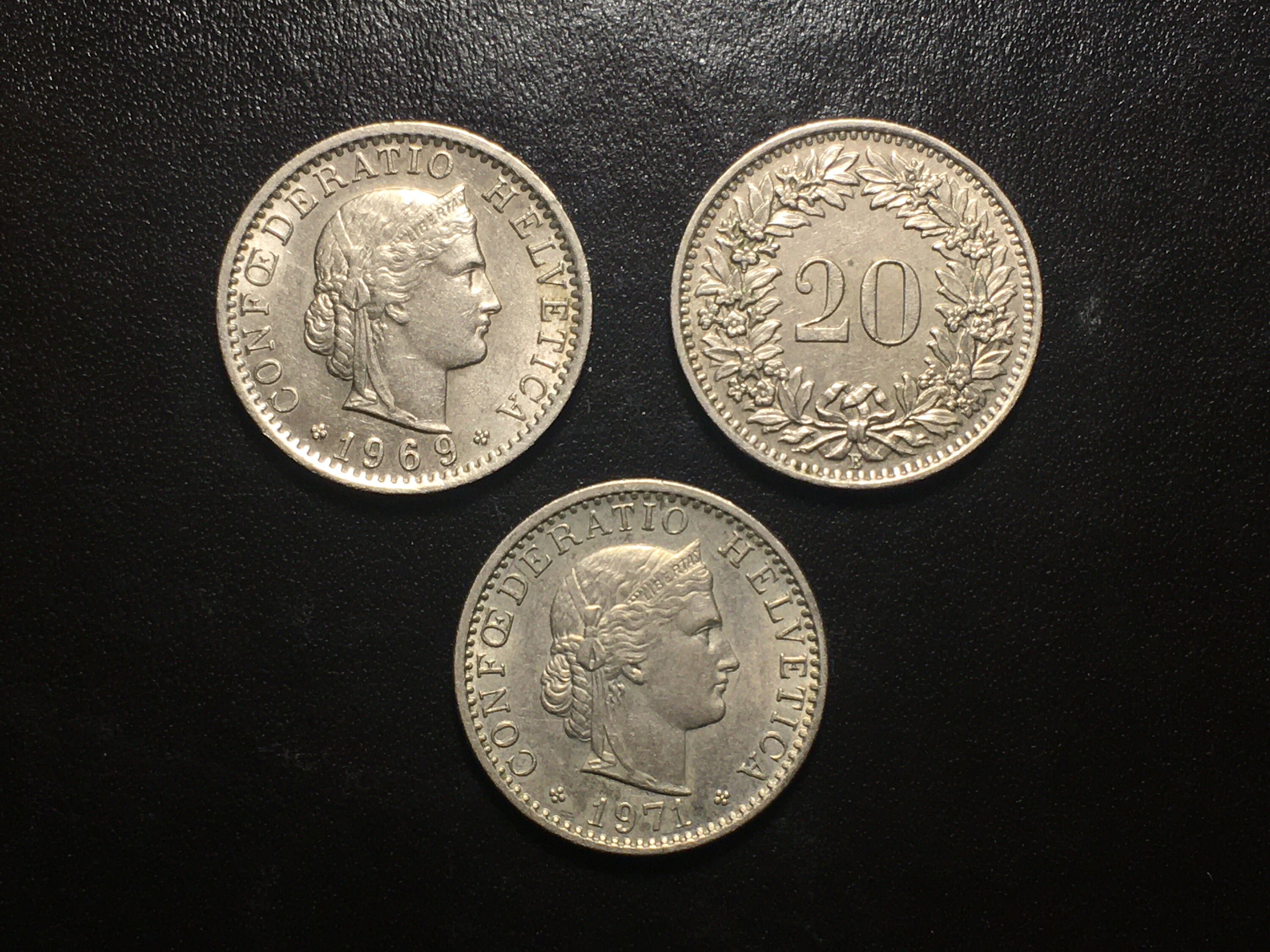 Switzerland Coins Swiss Rappen Franc Francs by Year 1950-1989 EF-AU ...
