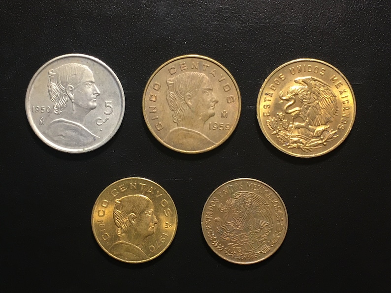 Mexico Coins Mexican Centavo Centavos Peso 1950-1987 1 Centavo-5 Pesos ...