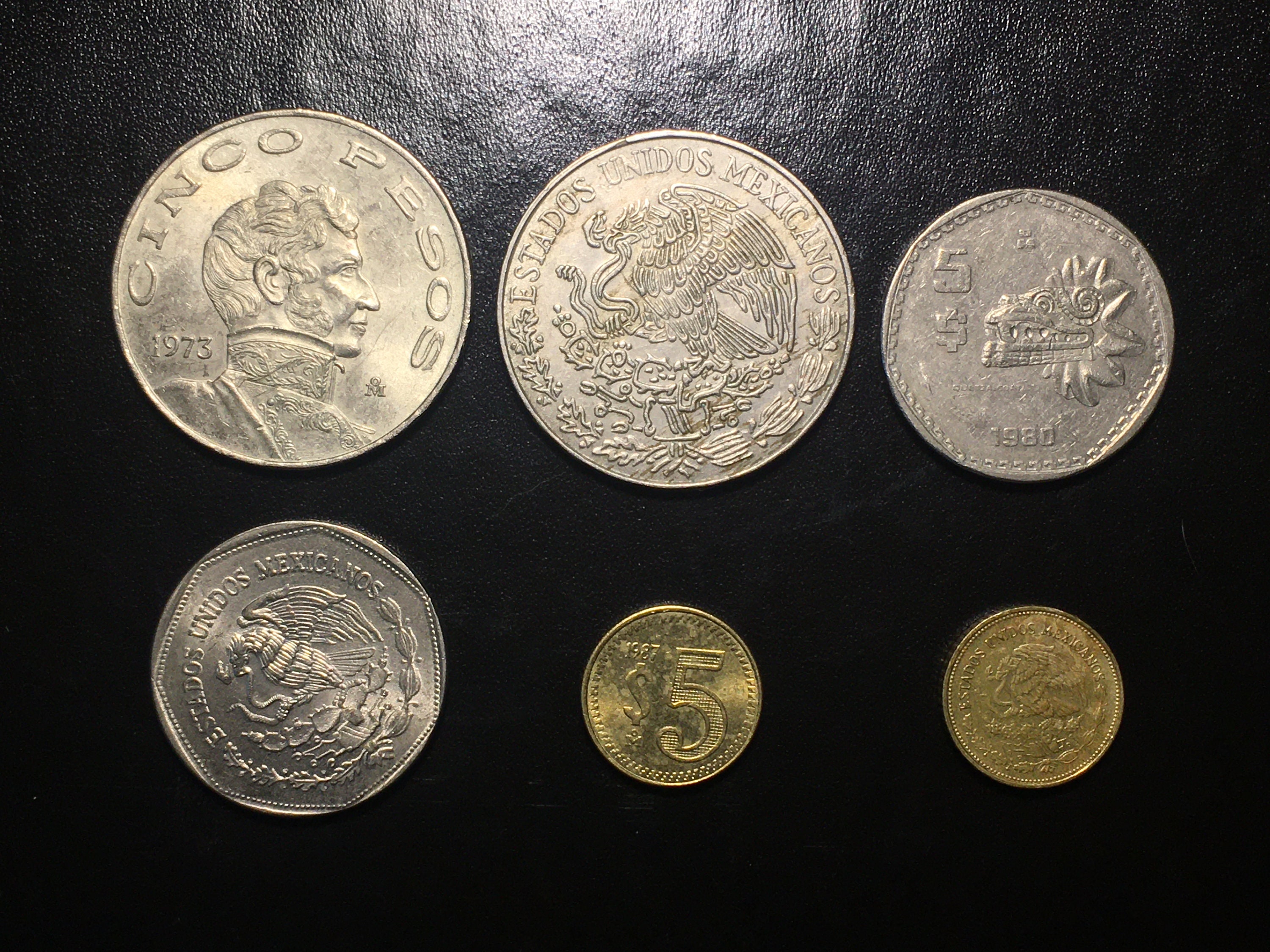 Mexico Coins Mexican Centavo Centavos Peso 1950-1987 1 Centavo-5 Pesos ...