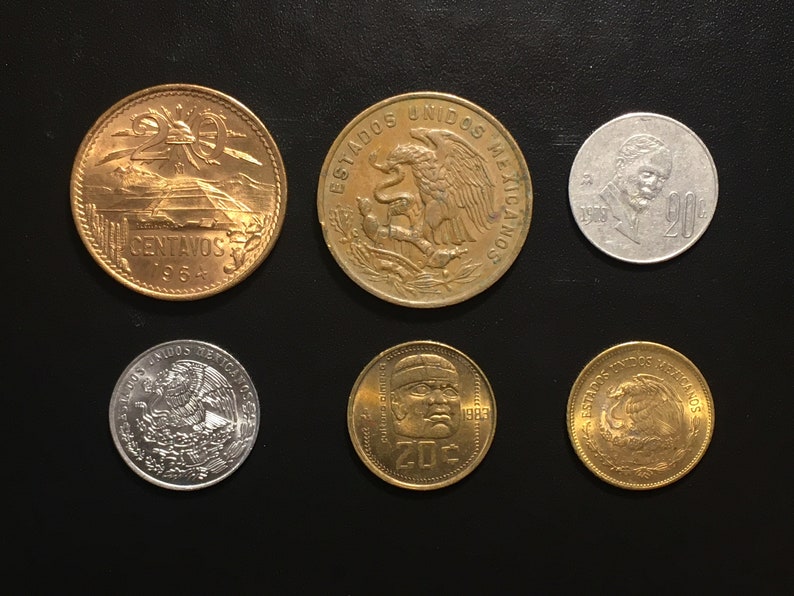 Mexico Coins Mexican Centavo Centavos Peso 1950-1987 1 Centavo-5 Pesos ...