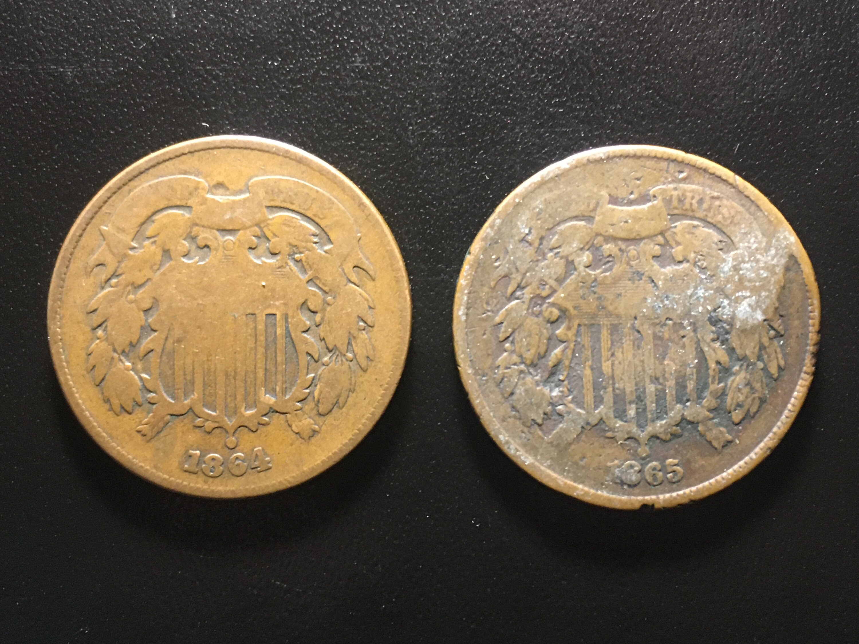 Two Cents 2 Cent Coins by Year and Grade 1864-1873 Union Shield Civil ...