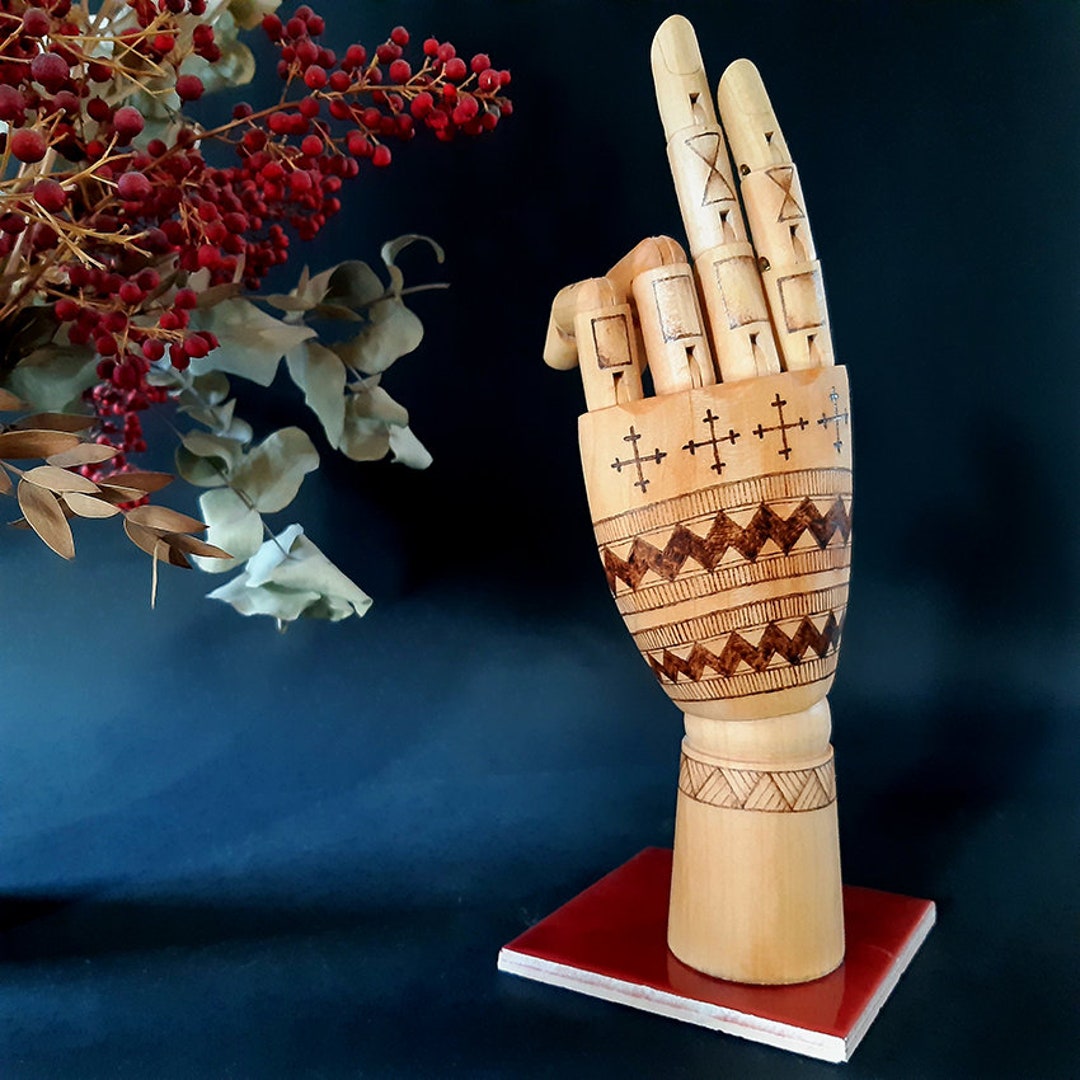 Articulated Wooden Hand Pyrography Traditional Filipino Tattoo Designs ...