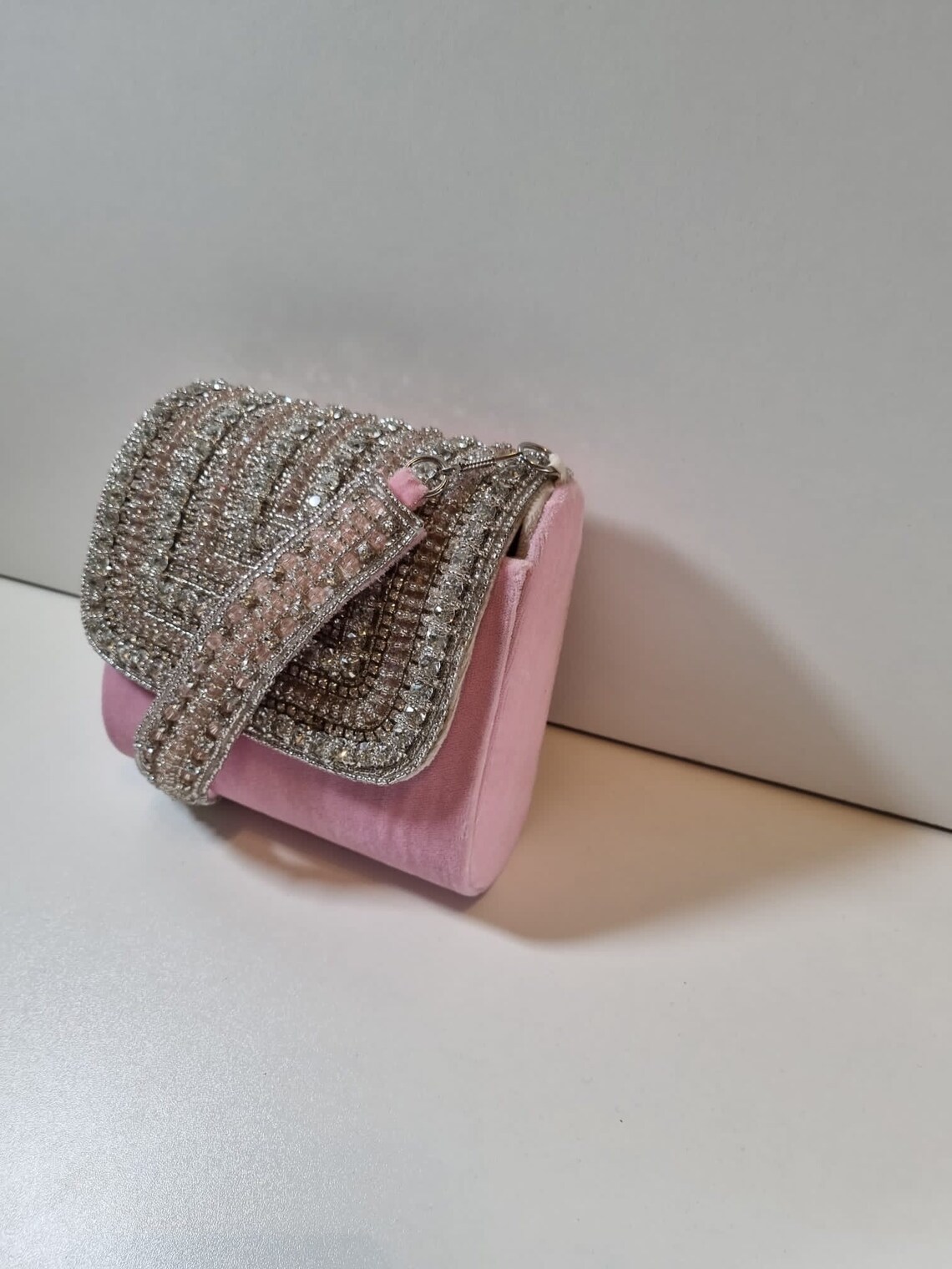 Baby Pink Clutch Purse Collection With Silver Diamonds. - Etsy