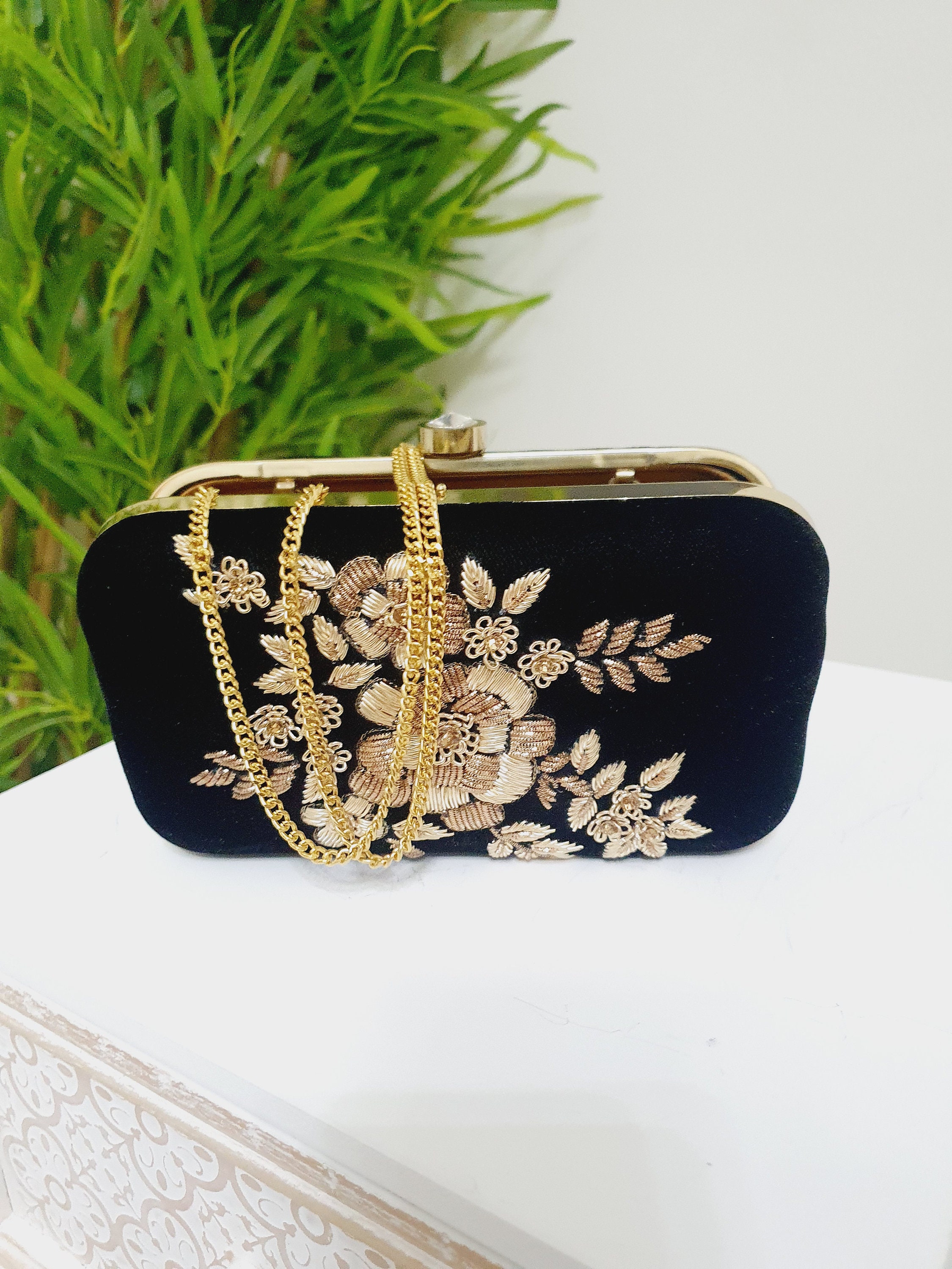 Black velvet luxurious clutch purse. | Etsy