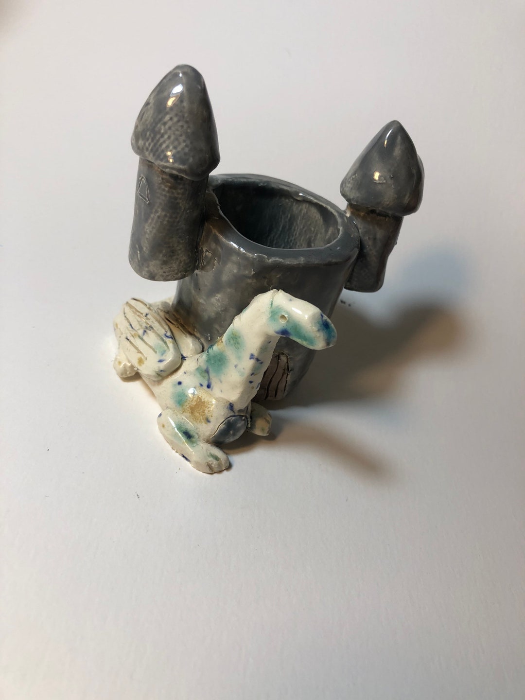 Tiny Dragon Curled Around a Castle - Etsy