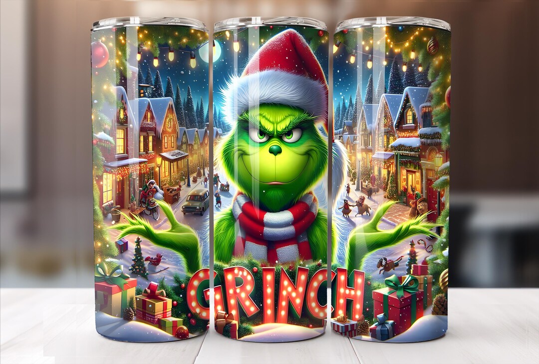 Grinch Christmas 20oz Tumbler, Stainless Steel Straw & Lid - Etsy