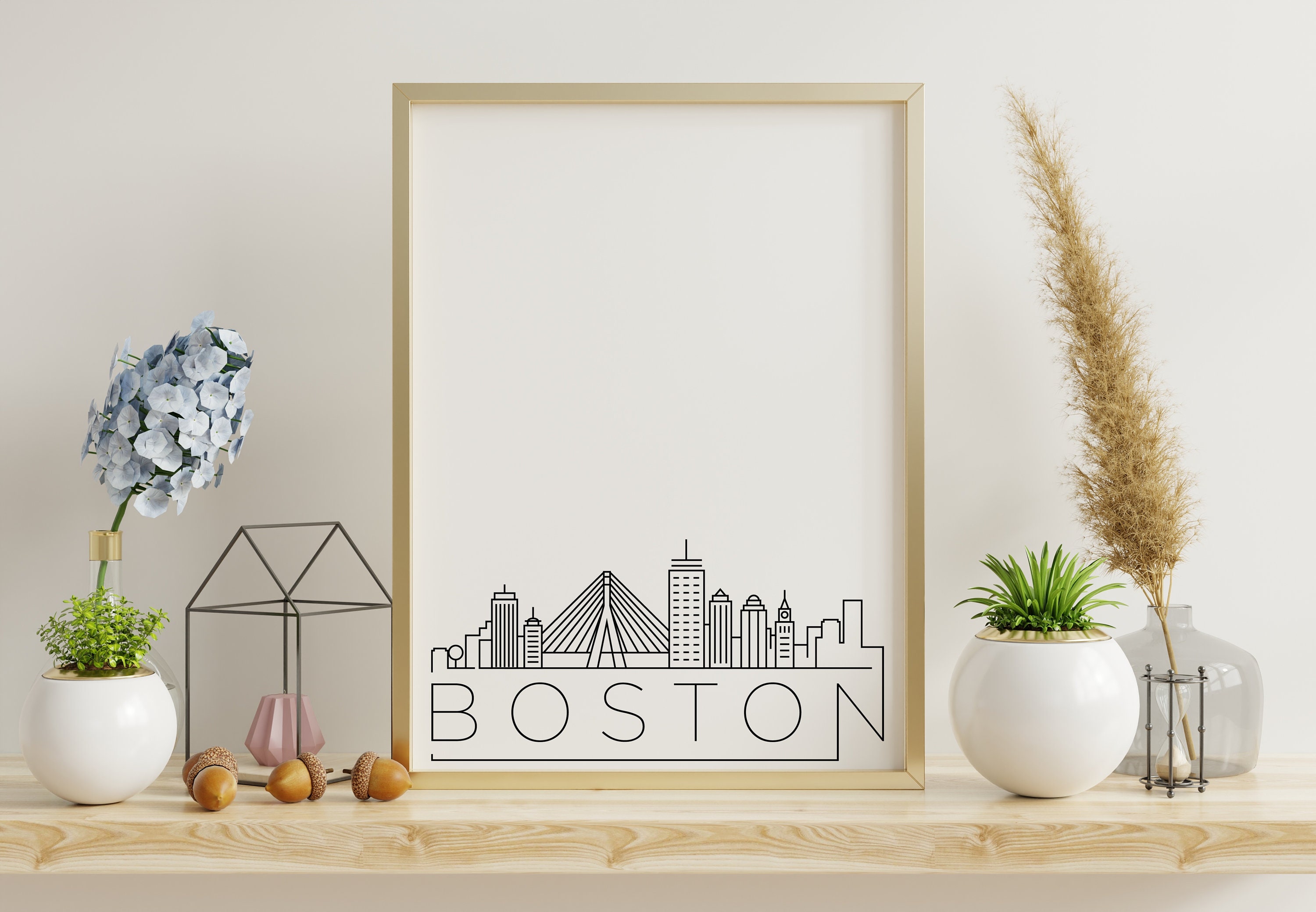 Boston Skyline Printable Poster, Home Decor, Simple Print, Home Wall ...