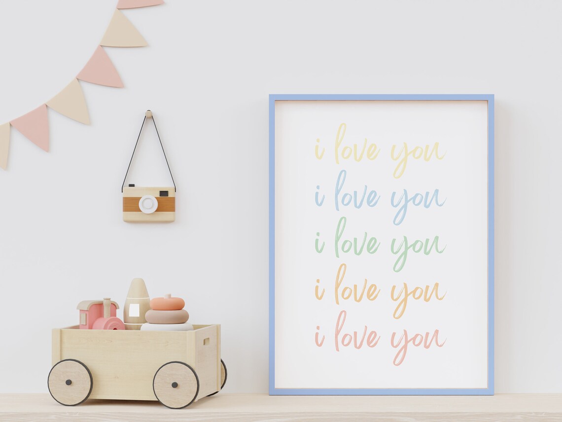Pastel Rainbow I Love You Print, Nursery Printable, Playroom Poster ...