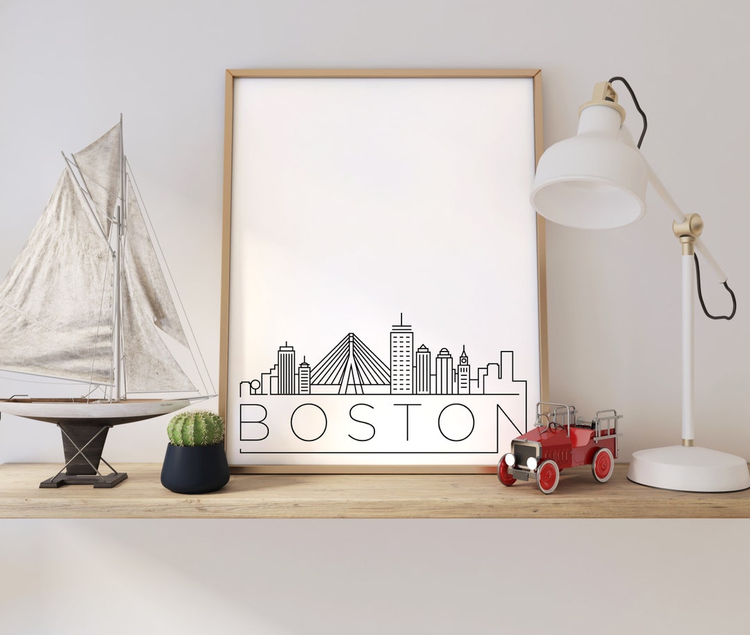 Boston Skyline Printable Poster, Home Decor, Simple Print, Home Wall ...